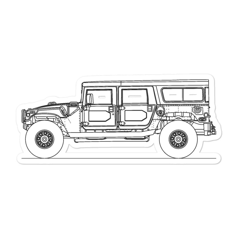 Hummer H1 Wagon Outline Vinyl Sticker for Car Enthusiasts – Artlines Design